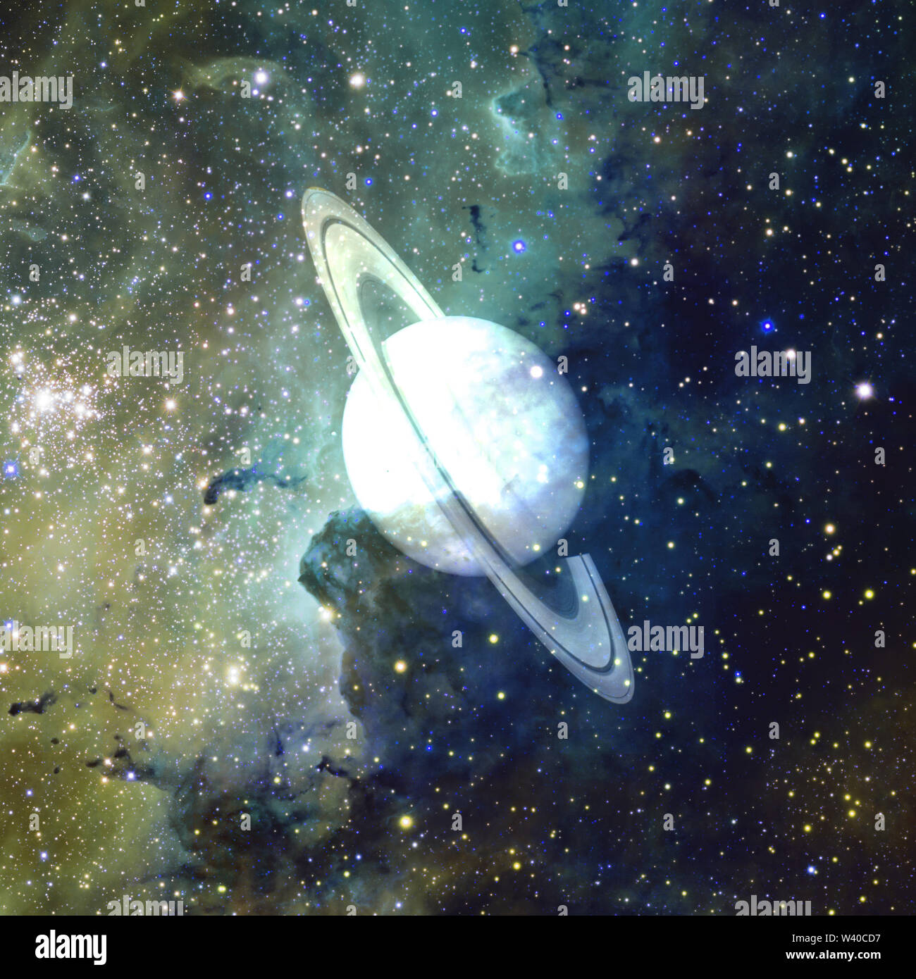 Saturn. Incredibly beautiful planets, galaxies, dark and cold beauty of ...