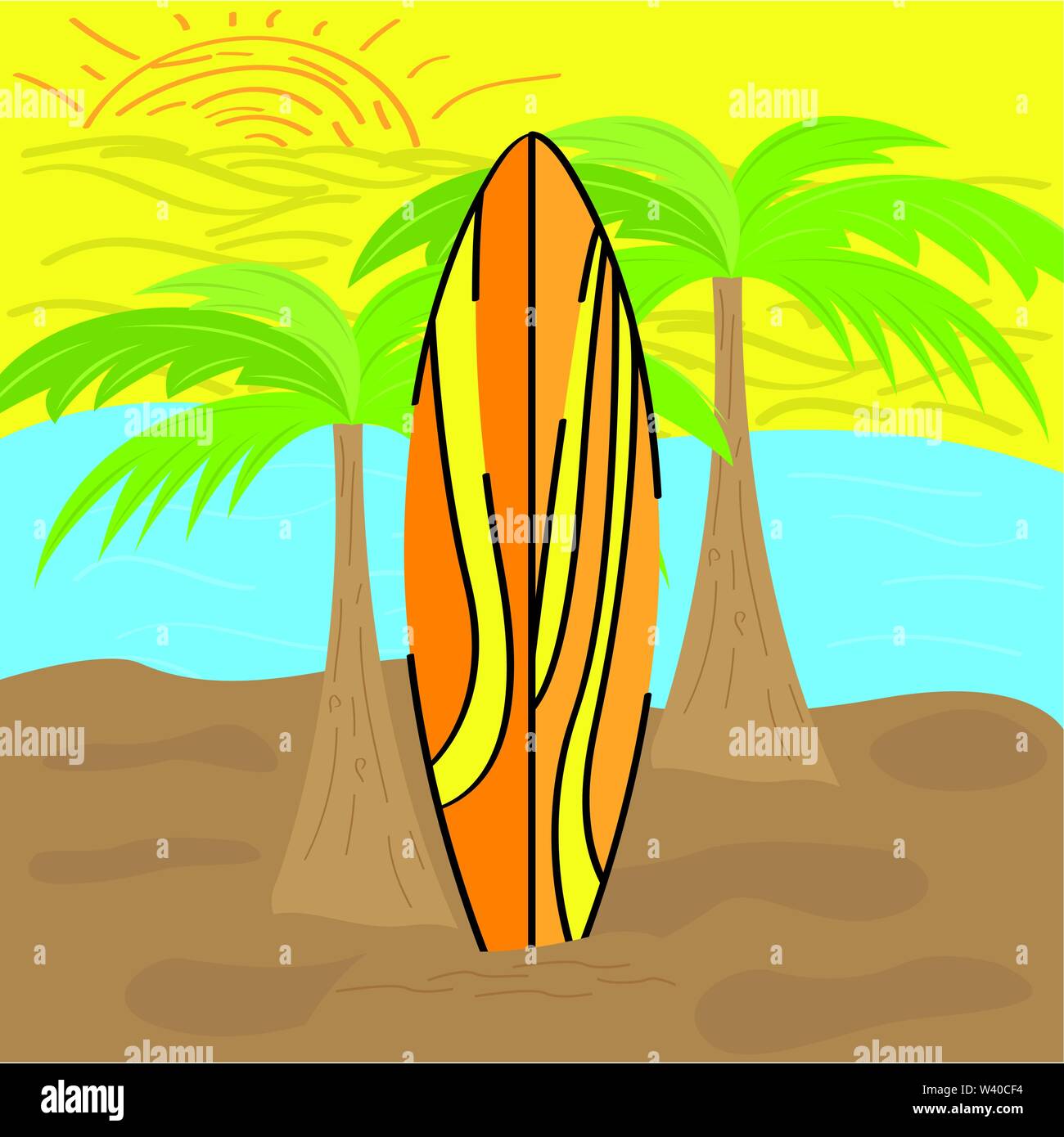 Surfboard on a beach background - Vector illustration Stock Vector ...