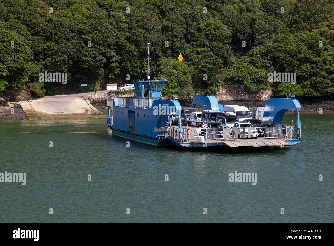 The King Harry vehicular chain ferry in the Fal River EstuaryCornwall ...
