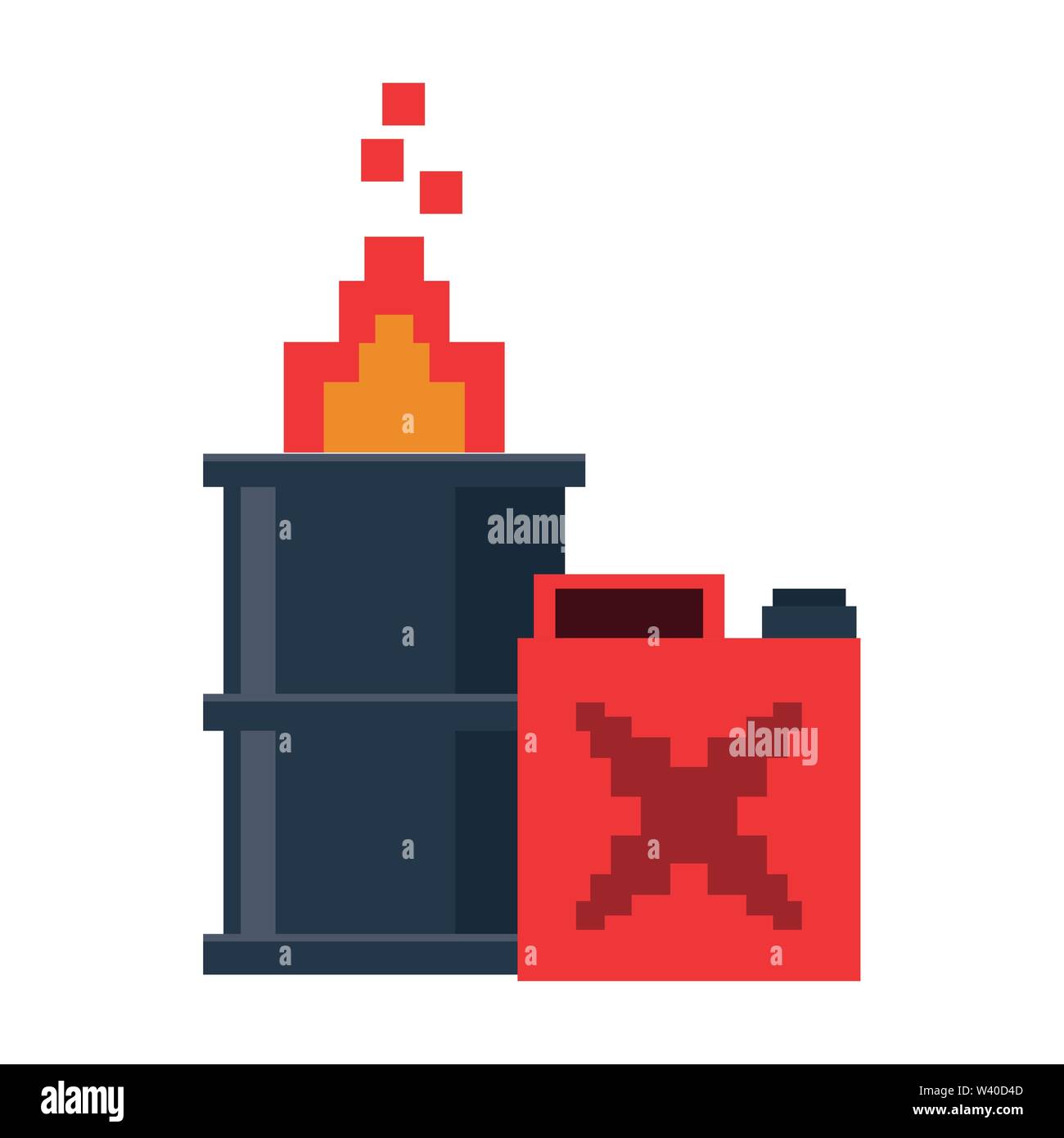 Videogame pixelated barrel in fire with fuel can Stock Vector Image ...