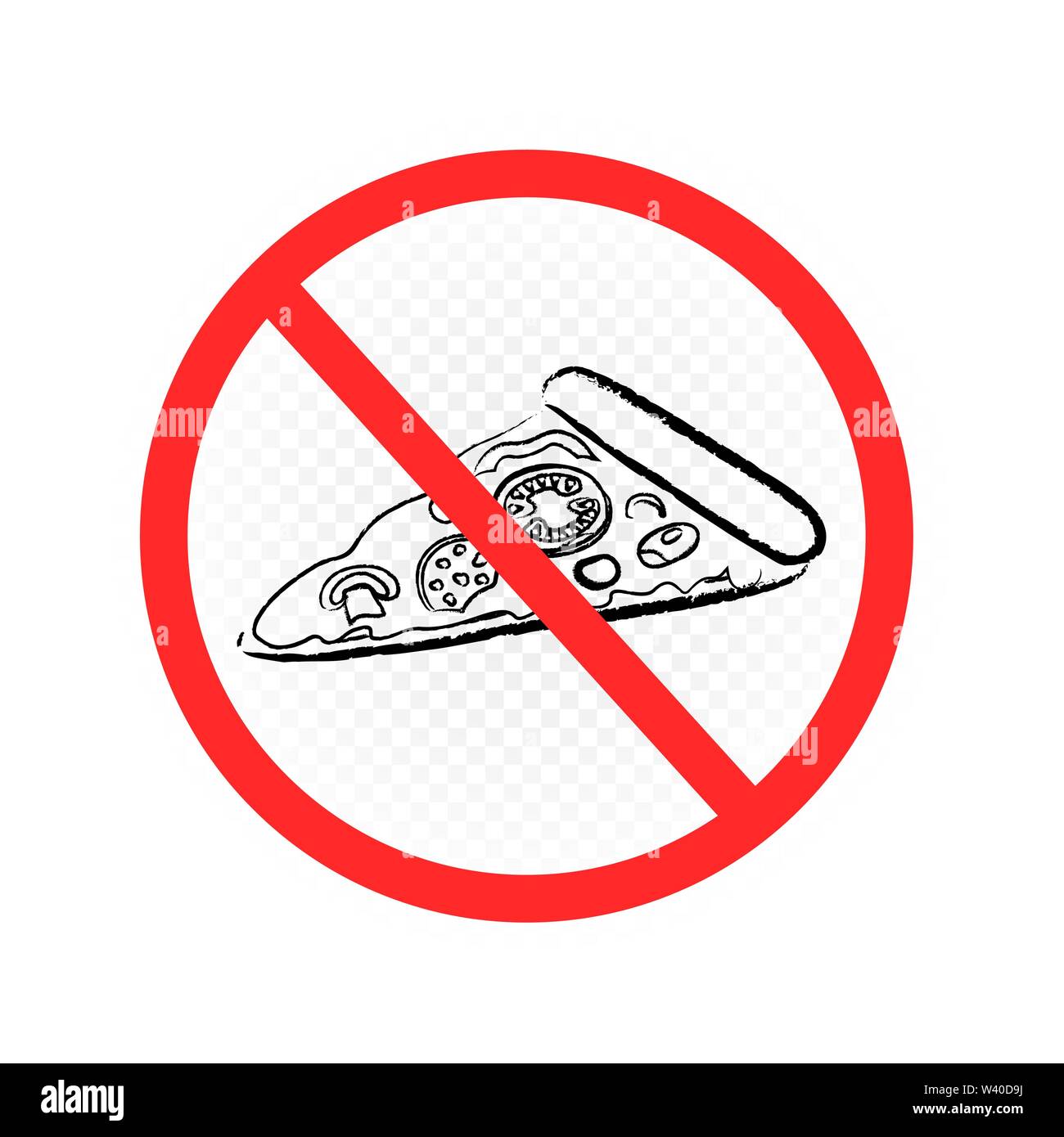 drawn fast food Pizza prohibition sign Stock Vector Image & Art - Alamy