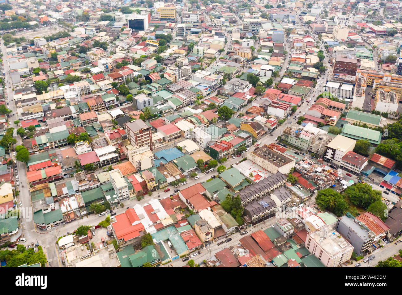 Residential areas and streets of Manila, Philippines, top view. Roofs ...