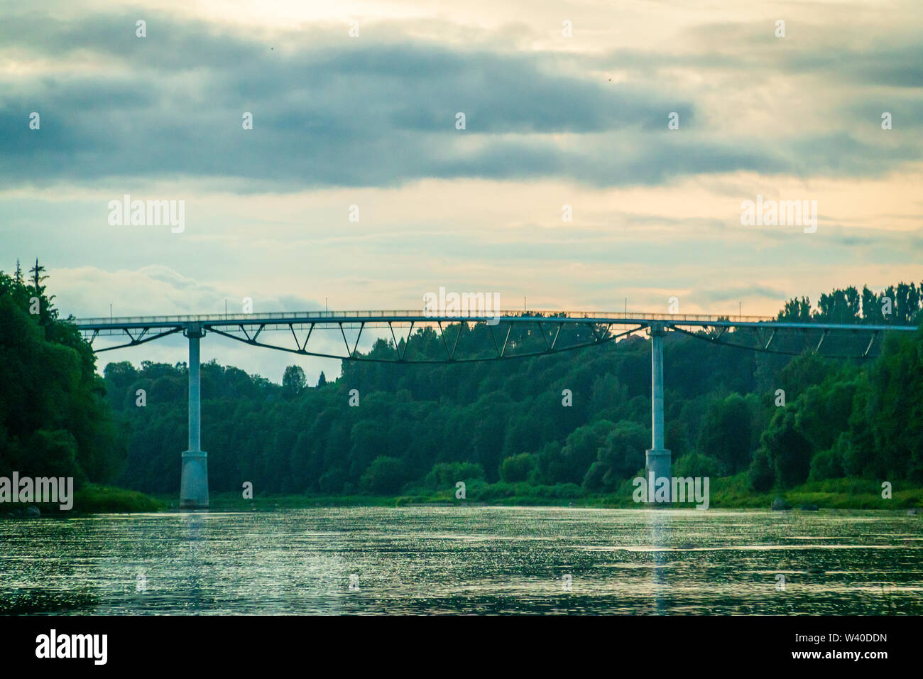 Highest pedestrian bridge in Lithuania, Alytus above the river Nemunas ...