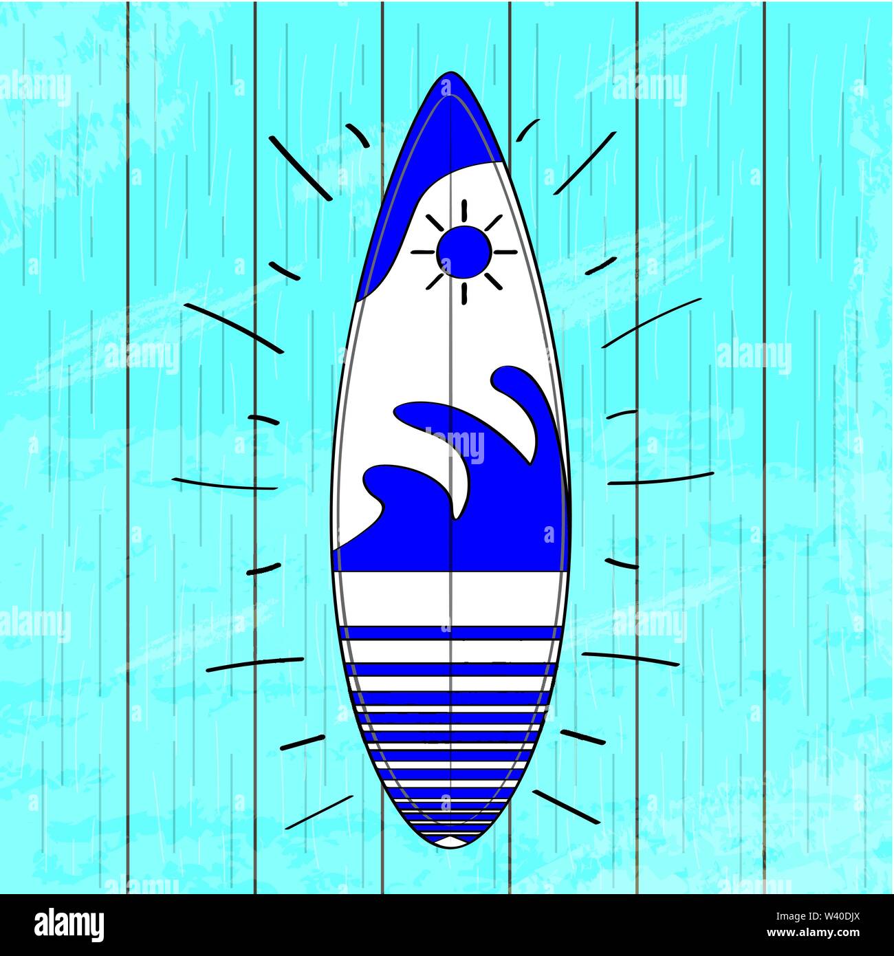 Colored surfboard on a water background - Vector Stock Vector Image ...