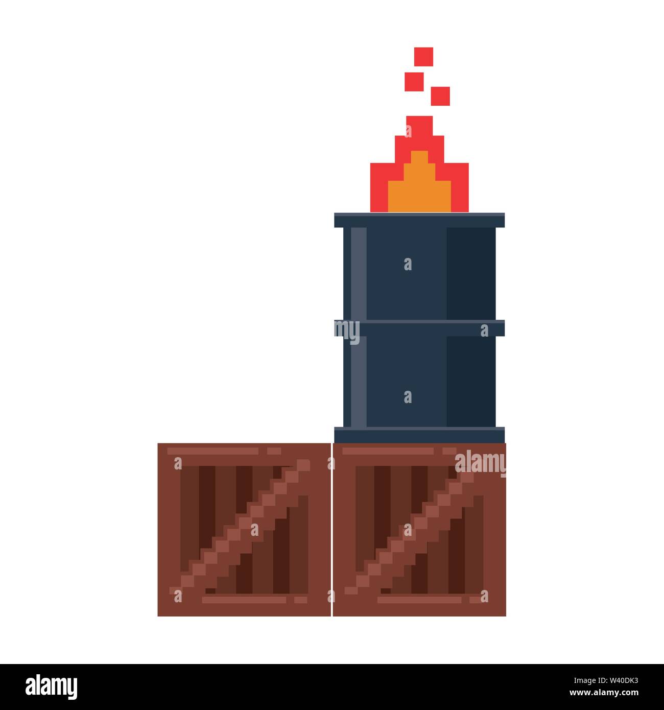 Videogame pixelated barrel in fire on boxes Stock Vector Image & Art ...