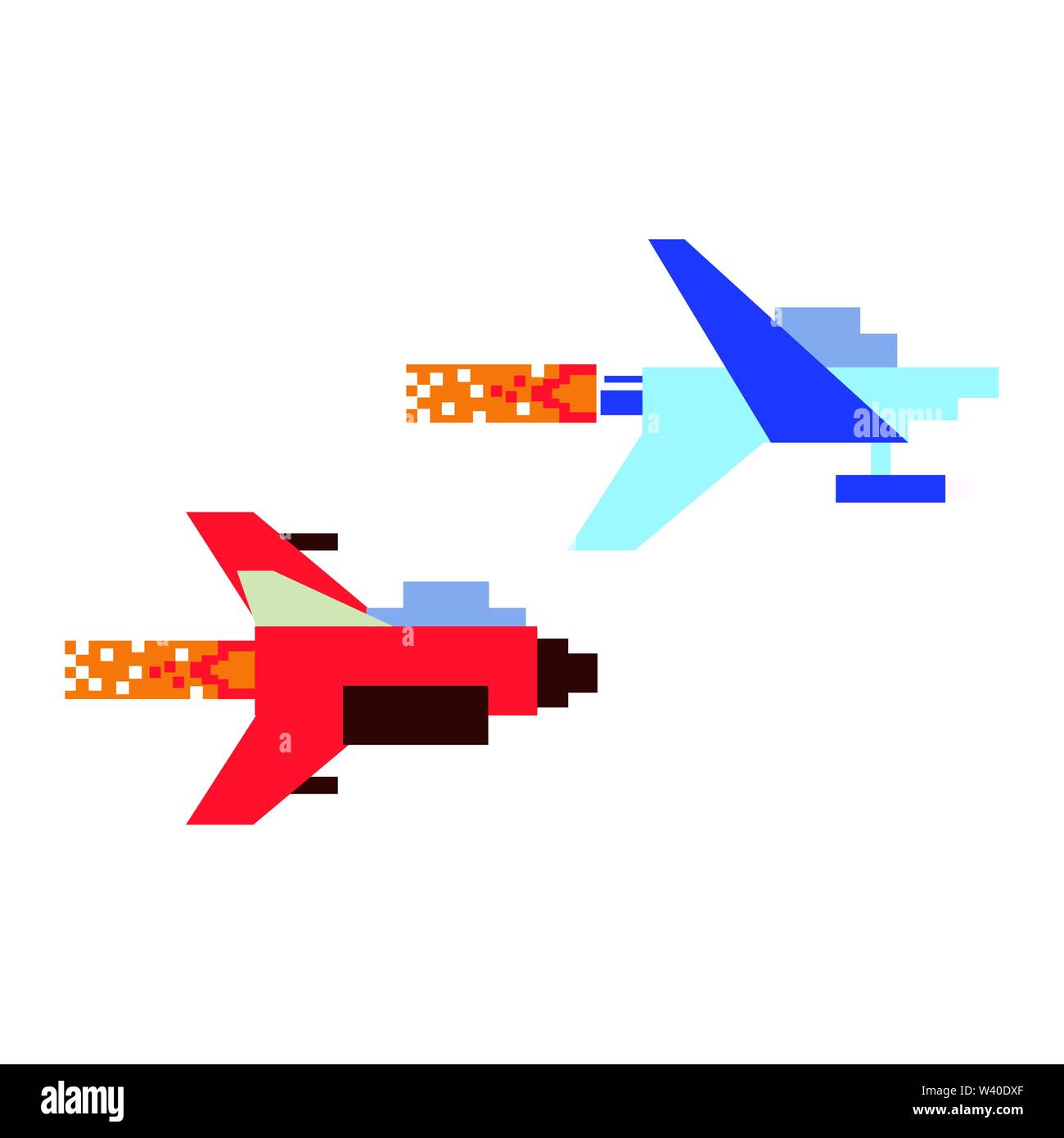 Videogame pixelated spaceship flying isolated Stock Vector Image & Art ...