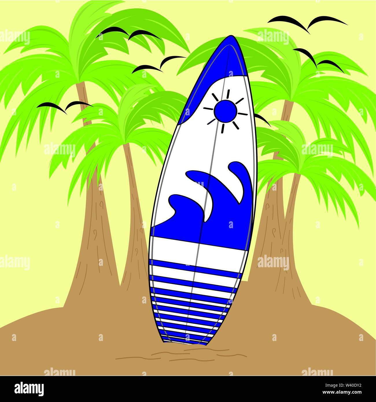 Surfboard on a beach background - Vector illustration Stock Vector ...