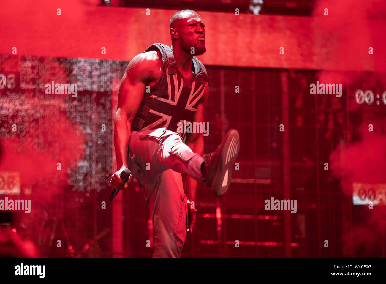 Pilton, UK. Friday 28 June 2019. British rapper and singer Michael Ebenazer Kwadjo Omari Owuo Jr ...