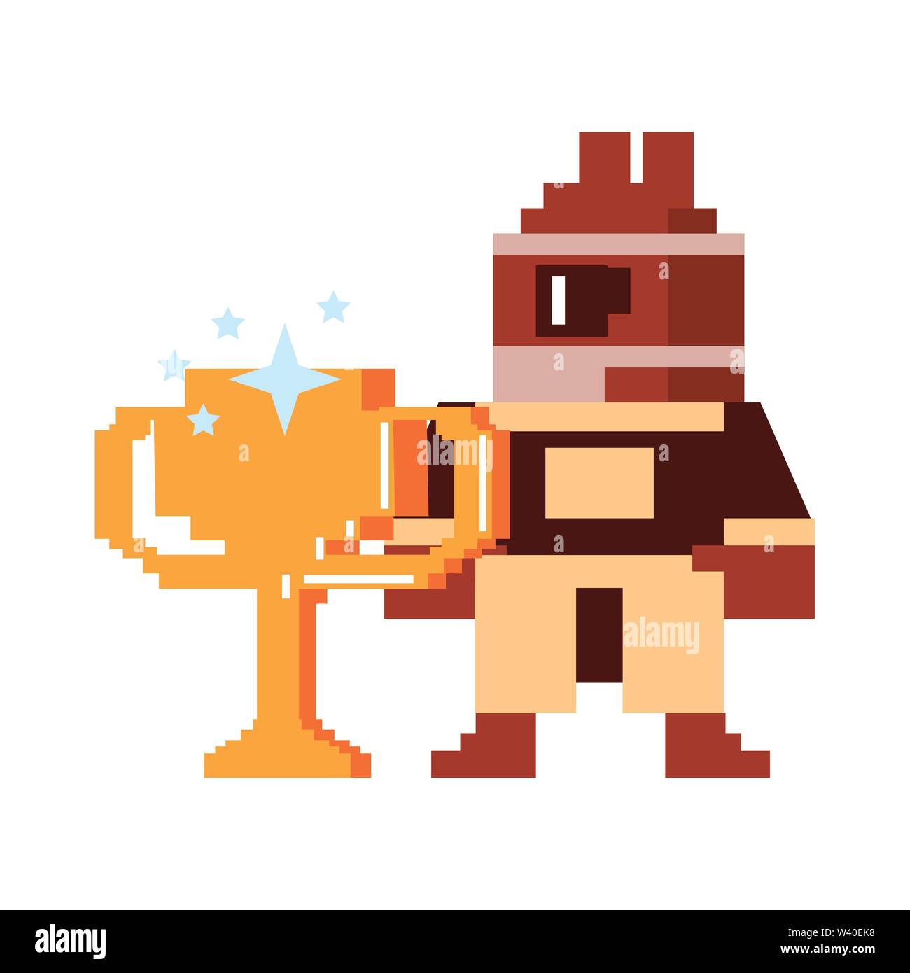 Videogame pixelated character with trophy cup Stock Vector Image & Art ...