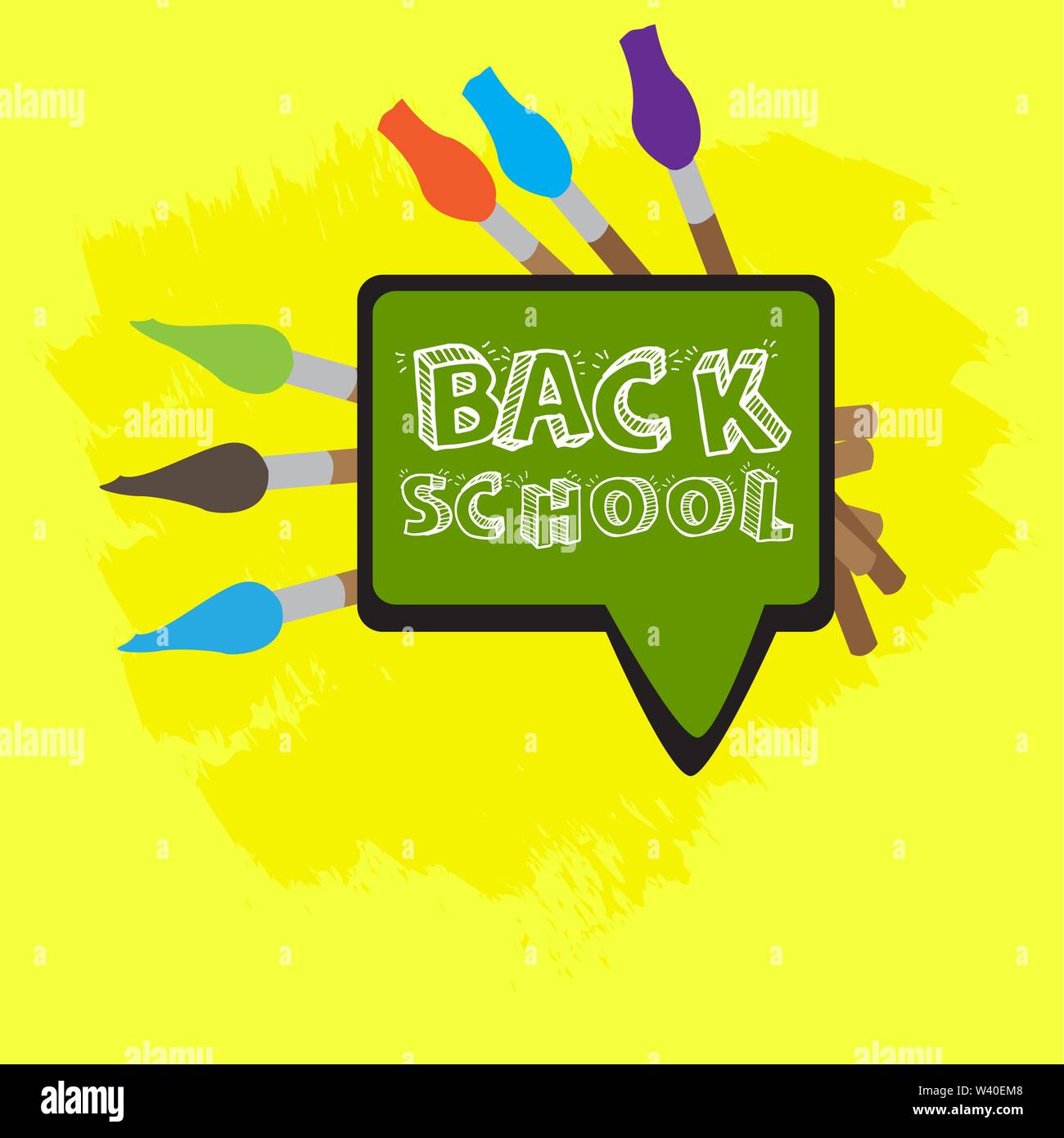 Back to school poster with paint brushes- Vector Stock Vector Image ...