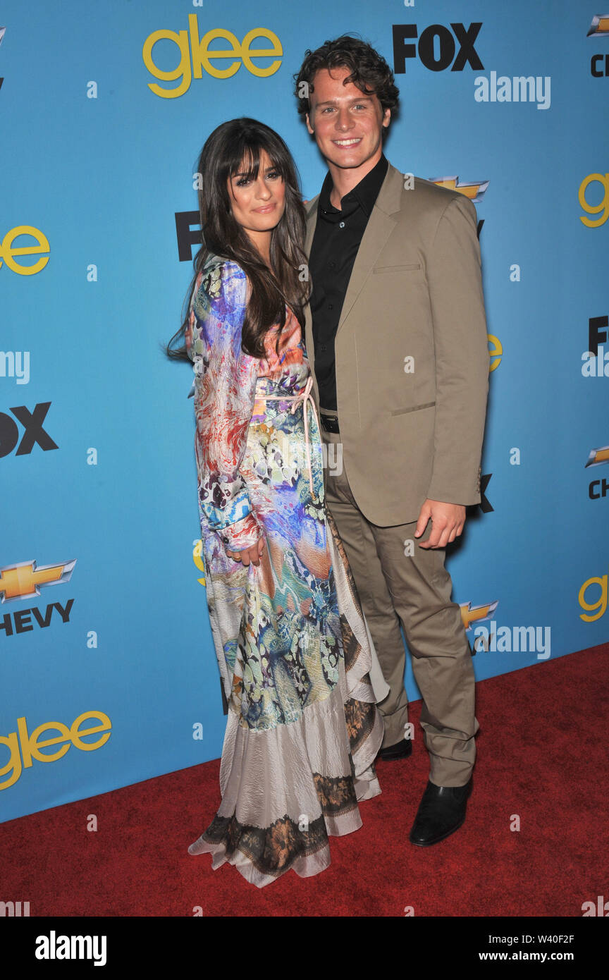 LOS ANGELES, CA. April 12, 2010: Lea Michele & Jonathan Groff at the ...