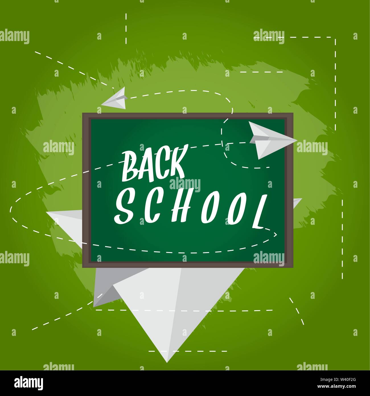 Chalkboard with text and paper planes. Back to school poster - Vector ...