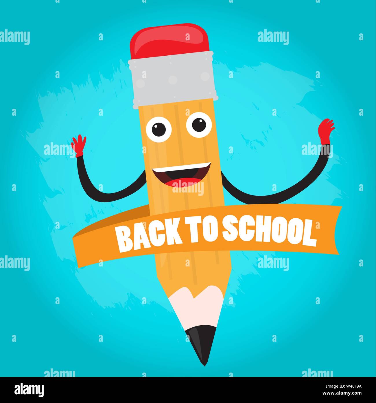 Isolated happy pencil cartoon. Back to school poster - Vector Stock ...