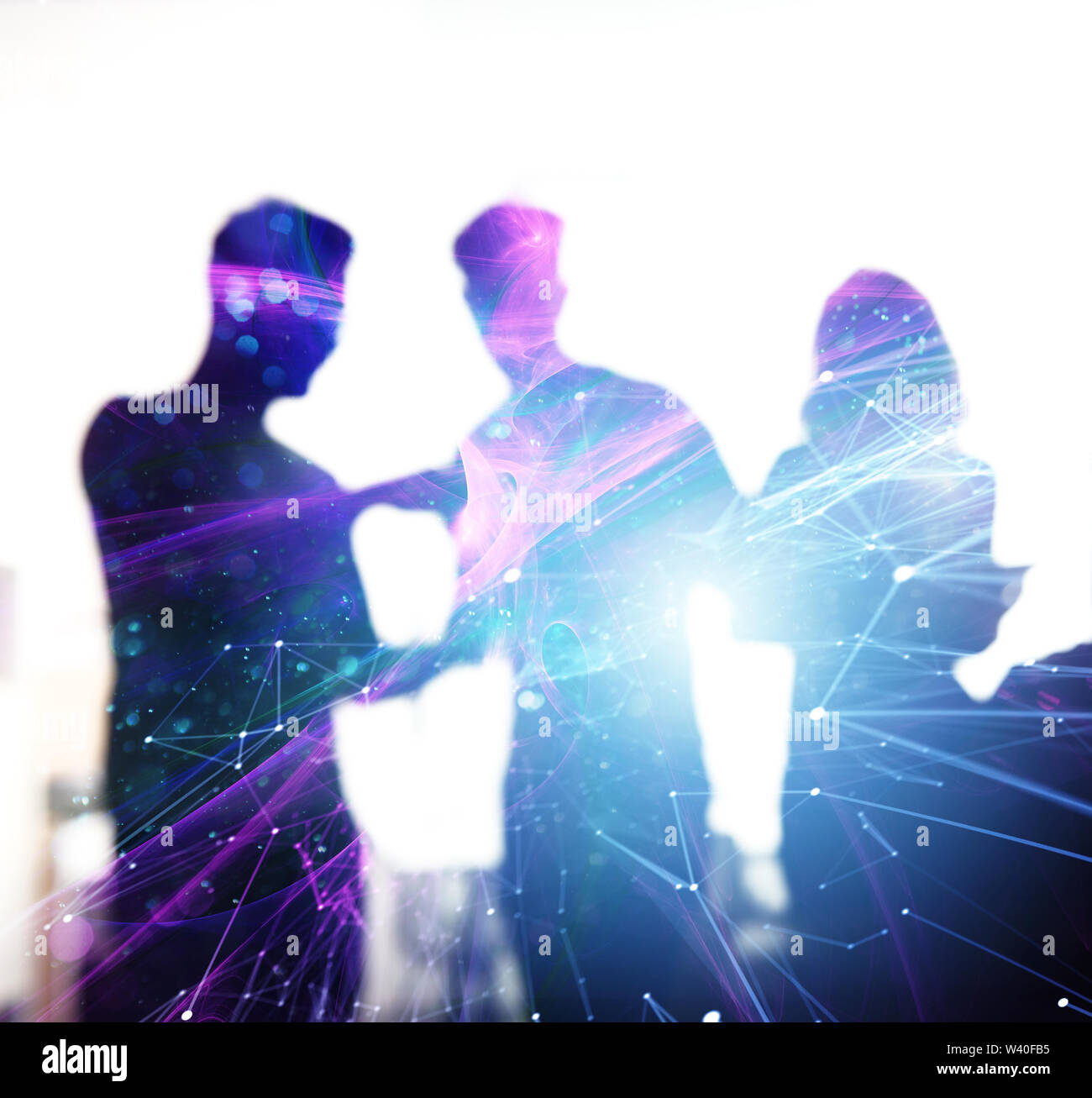 Business people collaborate together in office. Internet connection ...