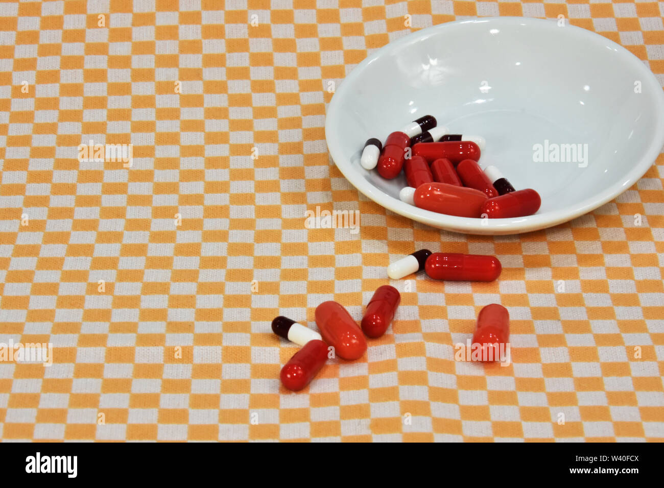 High doses of medicine for treatment. pain medication tablets. colored ...