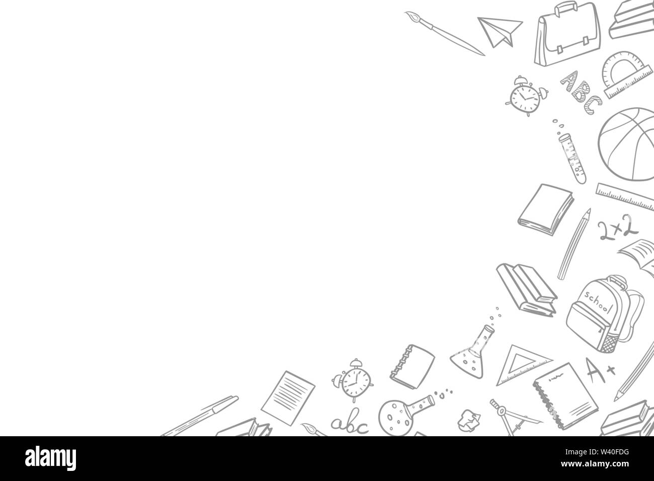 Frame with place for text with school elements on return to school on ...