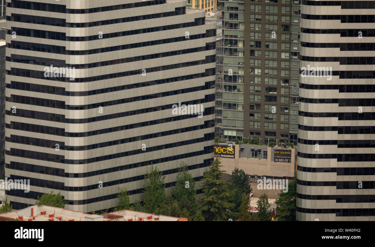 aerial view of Metropolitan Park towers, Seattle, Washington State, USA ...