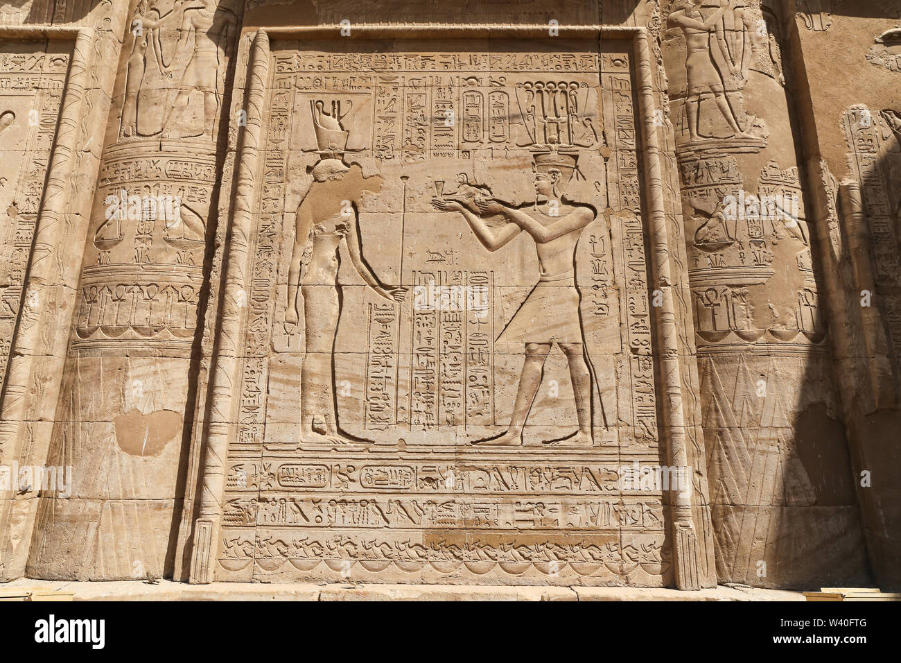 Scene from Edfu Temple in Edfu Town, Egypt Stock Photo - Alamy