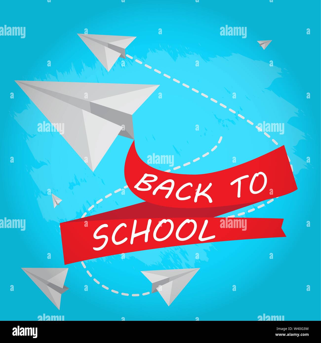 Paper planes with a ribbon. Back to school poster - Vector Stock Vector ...