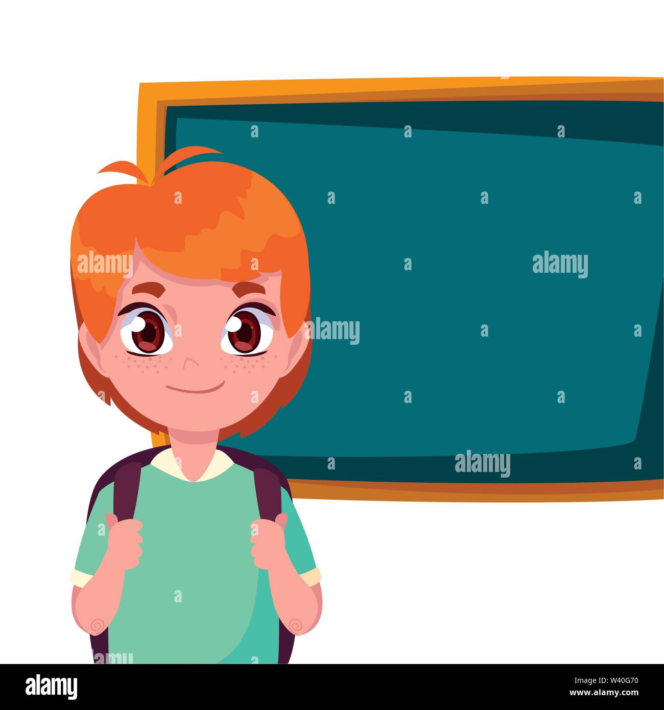 smiling school boy with chalkboard vector illustration Stock Vector ...