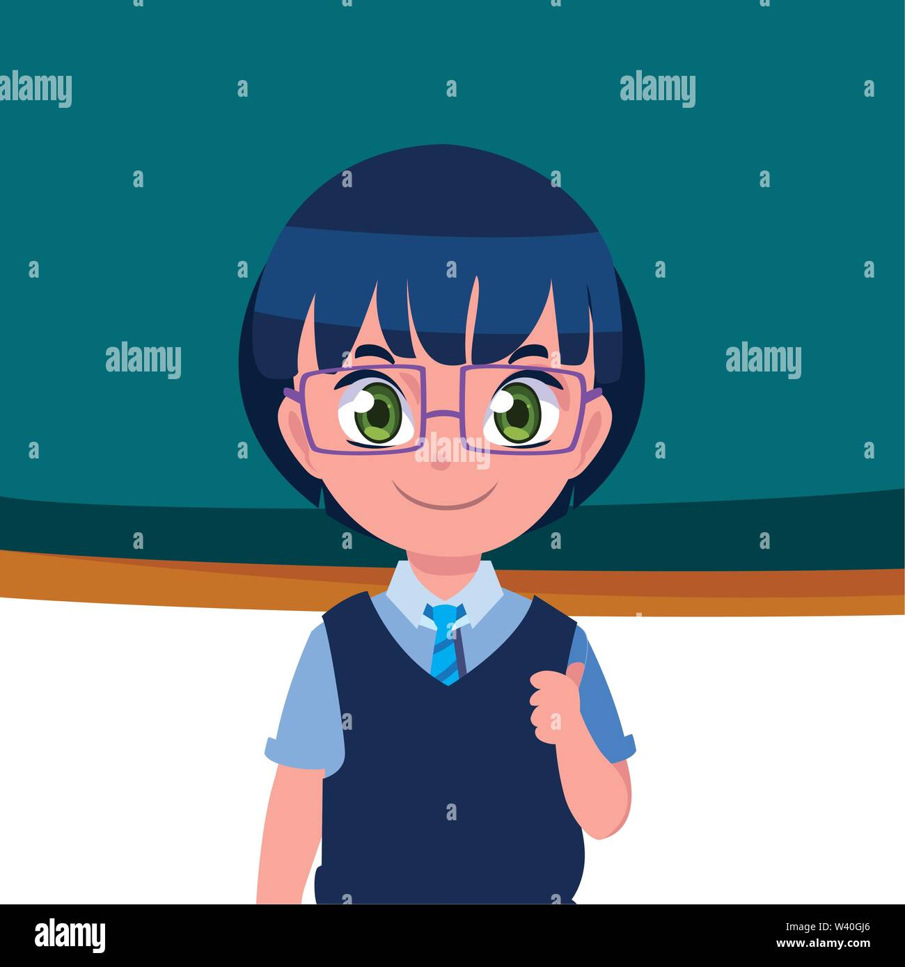 smiling school boy with chalkboard vector illustration Stock Vector ...