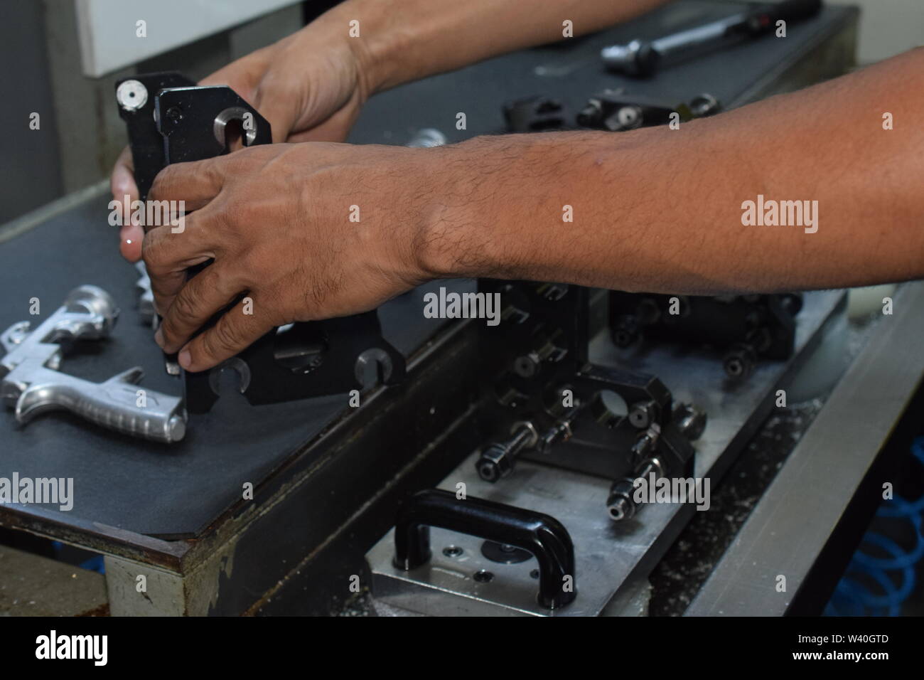 Preparation of parts of airbrush and spray gun for CNC lathe machining ...