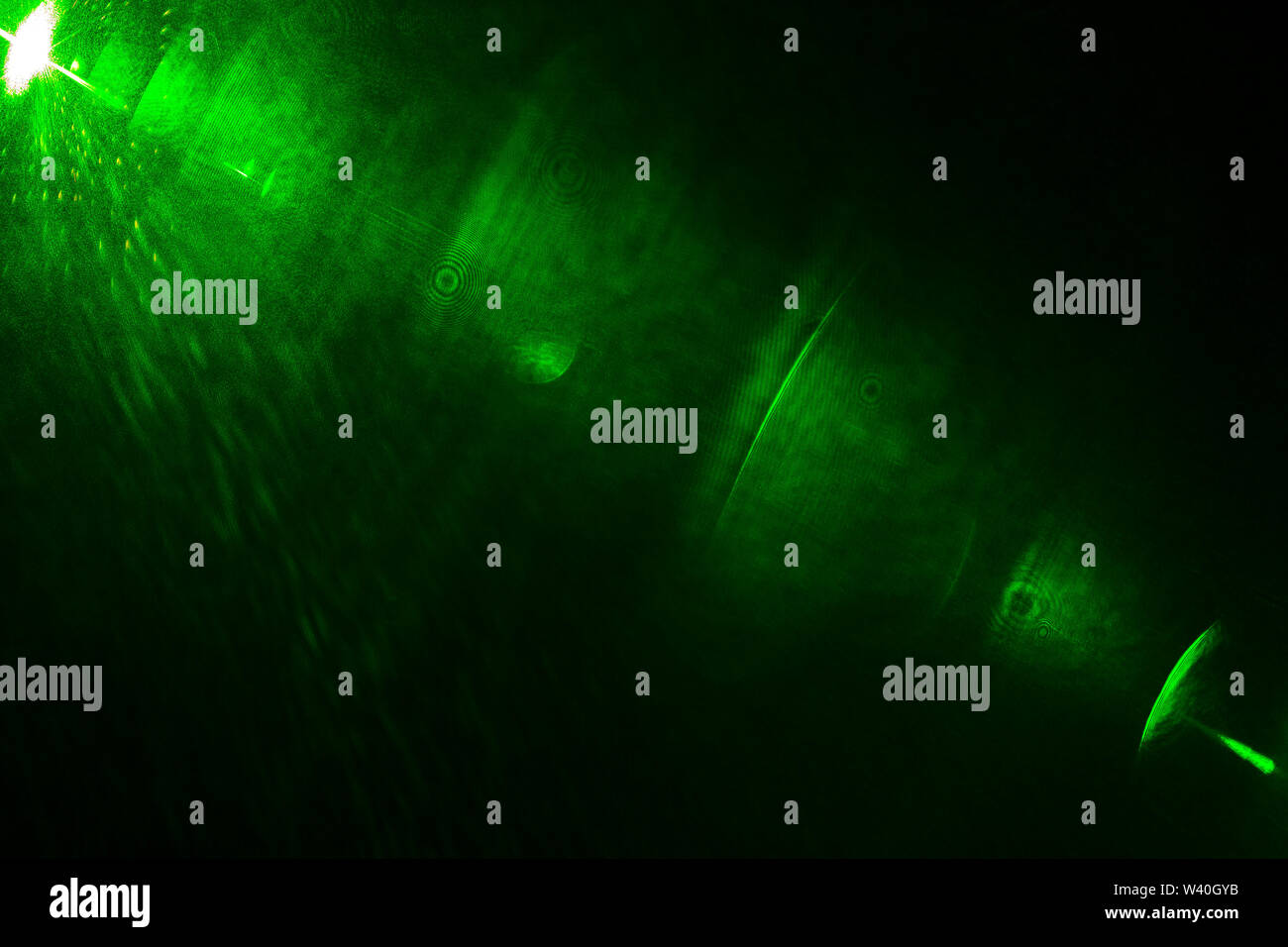 Camera lens flare by laser light create hexagons of objective iris ...