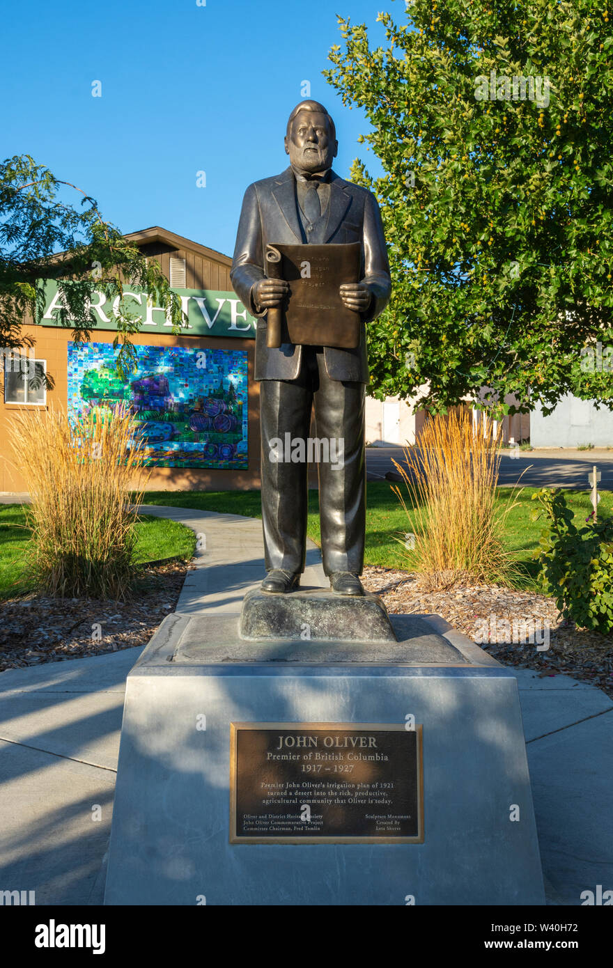 Canada, British Columbia, Okanagan Valley, Oliver, statue of John ...