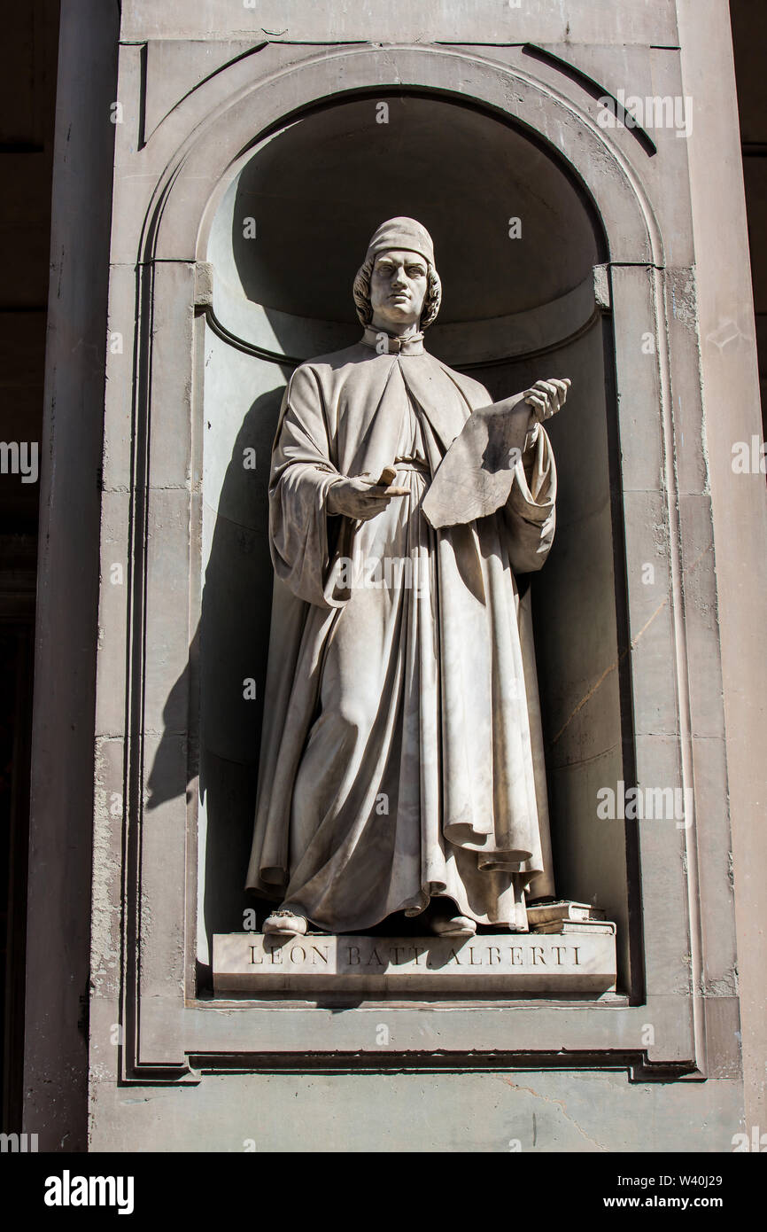 FLORENCE, ITALY - APRIL, 2018: Statue of Leon Battista Alberti at the ...