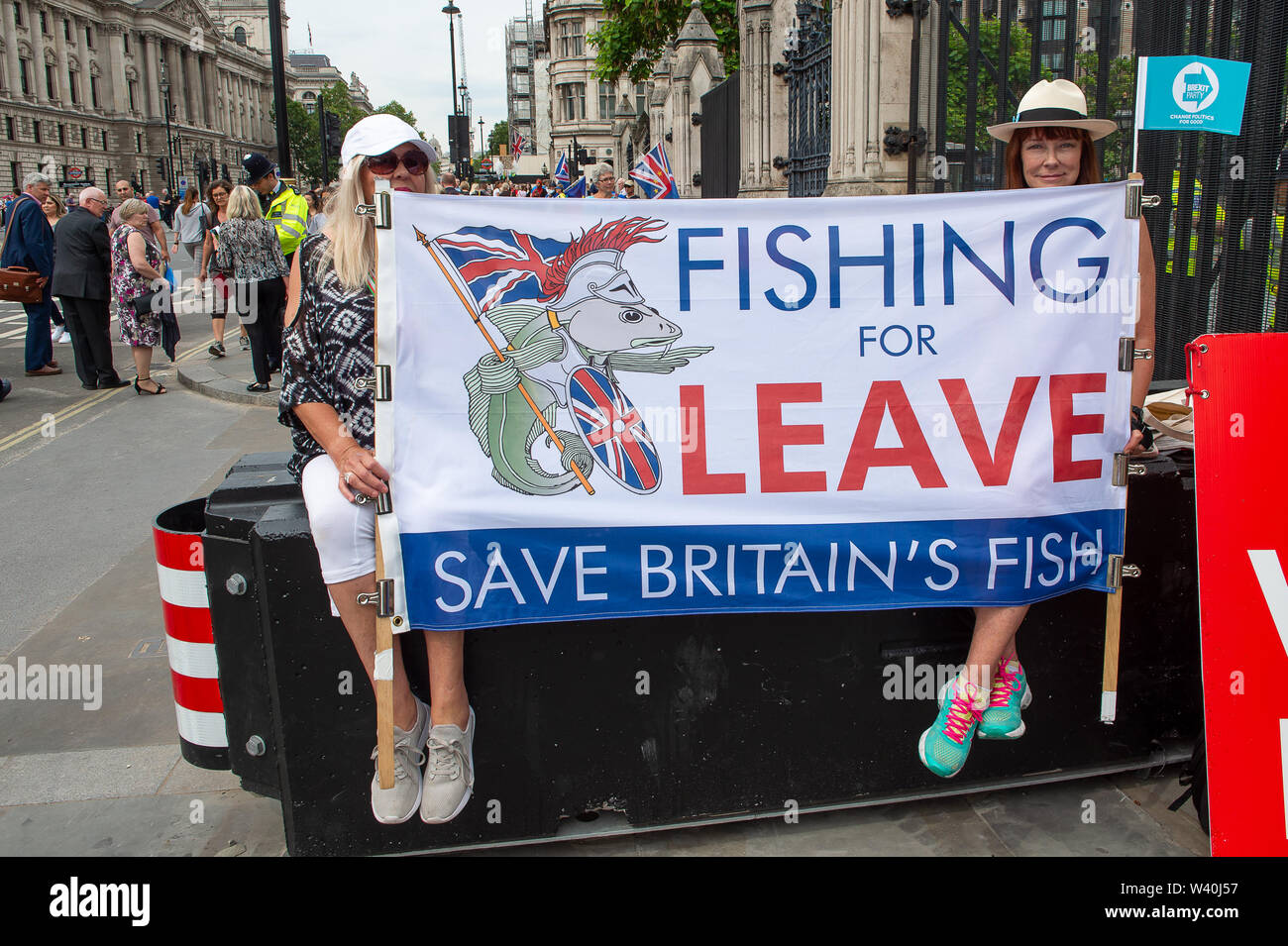 Brexit Leave campaigners, Westminster, London, UK. 17th July, 2019. Two ...