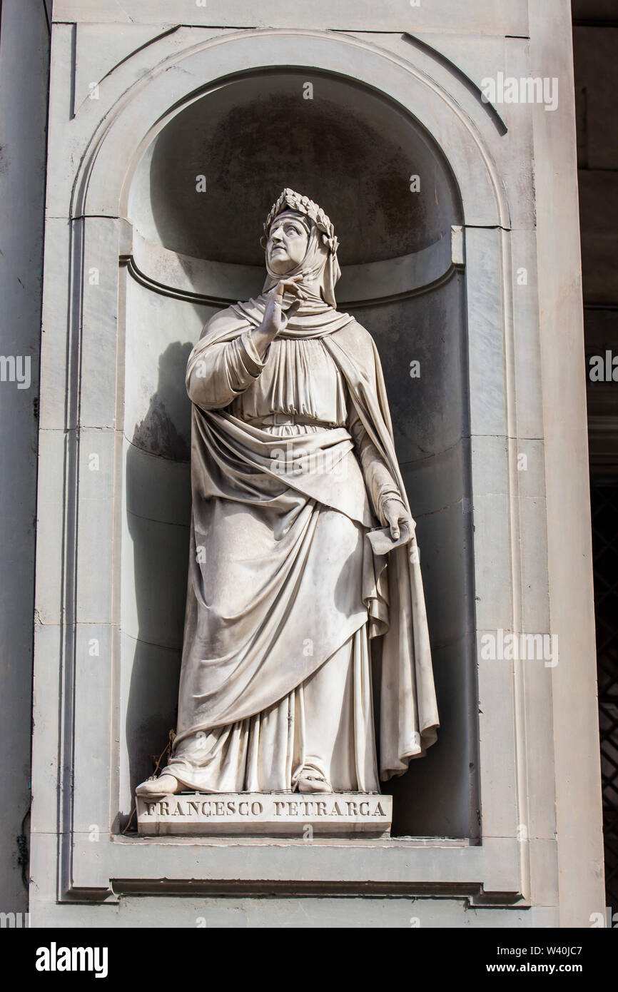FLORENCE, ITALY - APRIL, 2018: Statue of Francesco Petrarca at the ...