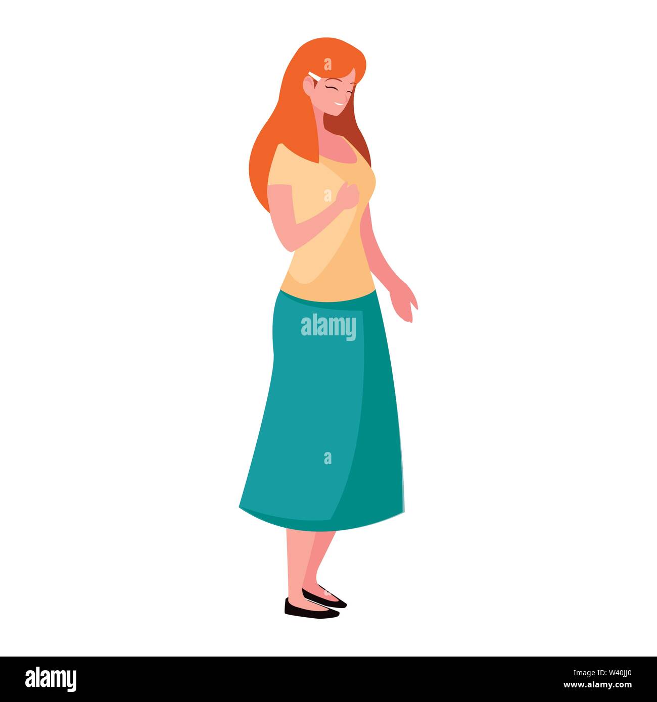 beautiful woman standing white background vector illustration Stock ...