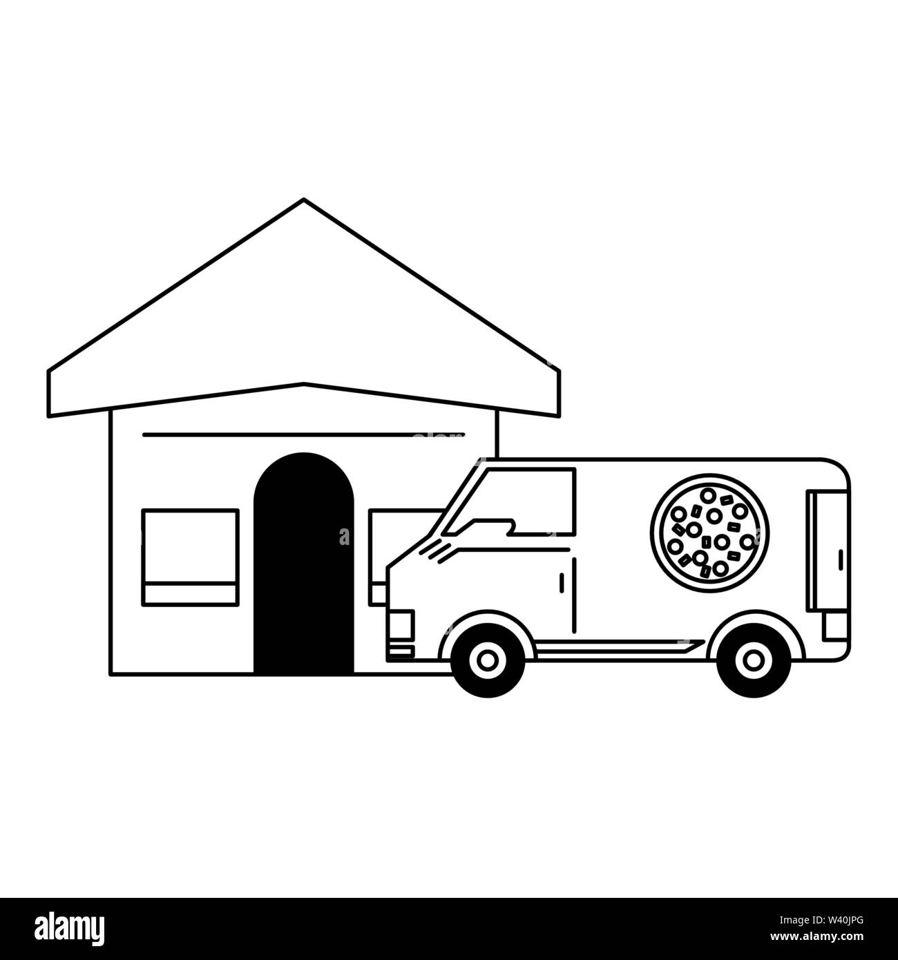 Pizza restaurant and delivery van Stock Vector Image & Art - Alamy