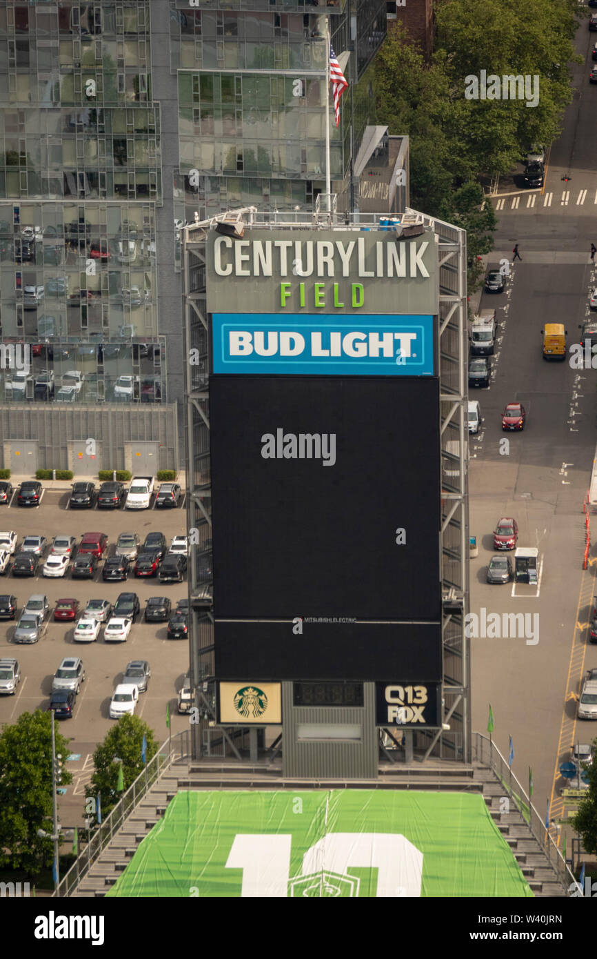 aerial view of CenturyLink Field multi-purpose stadium electronic ...