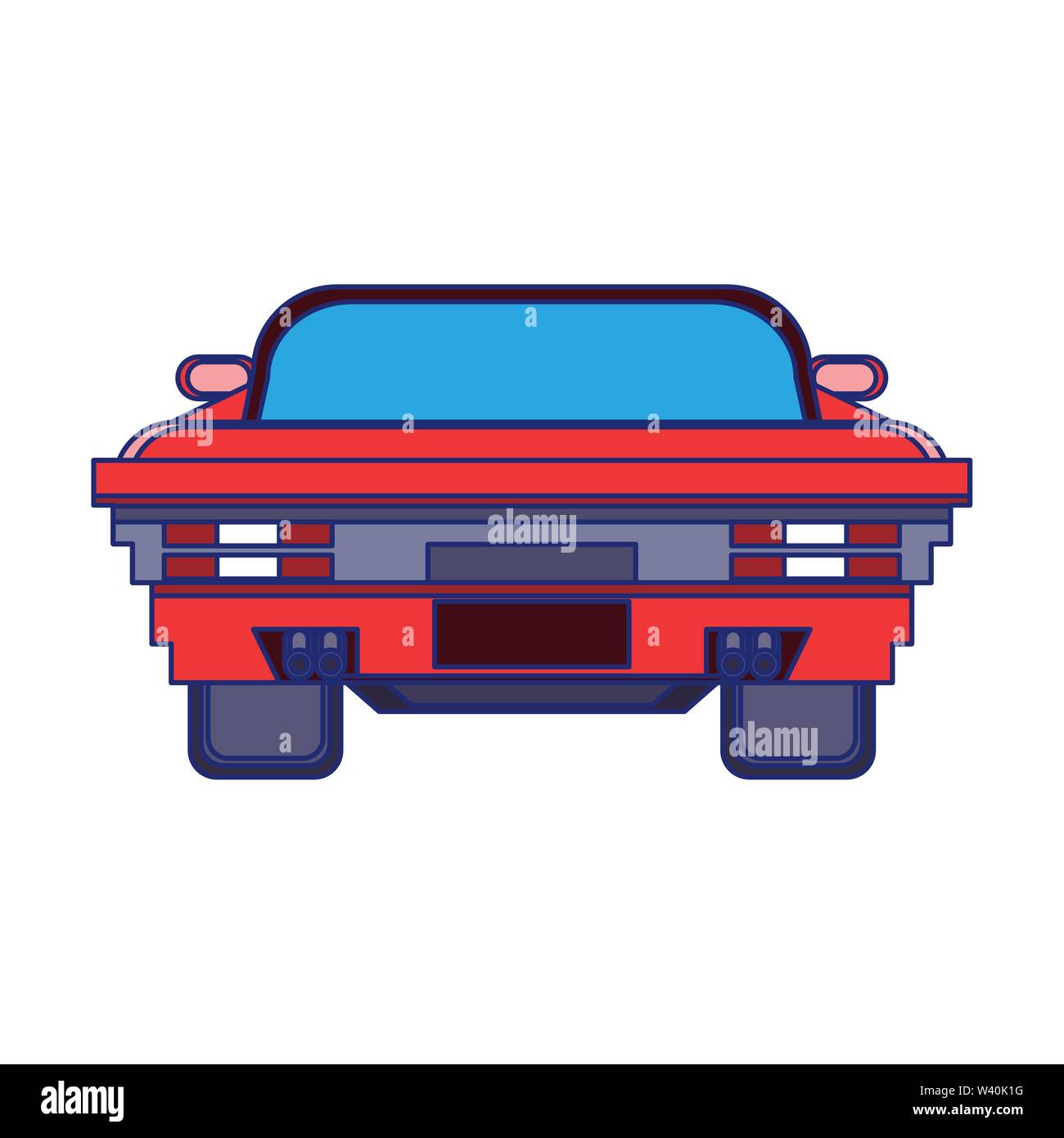 Videogame pixelated racing car frontview symbol blue lines Stock Vector ...
