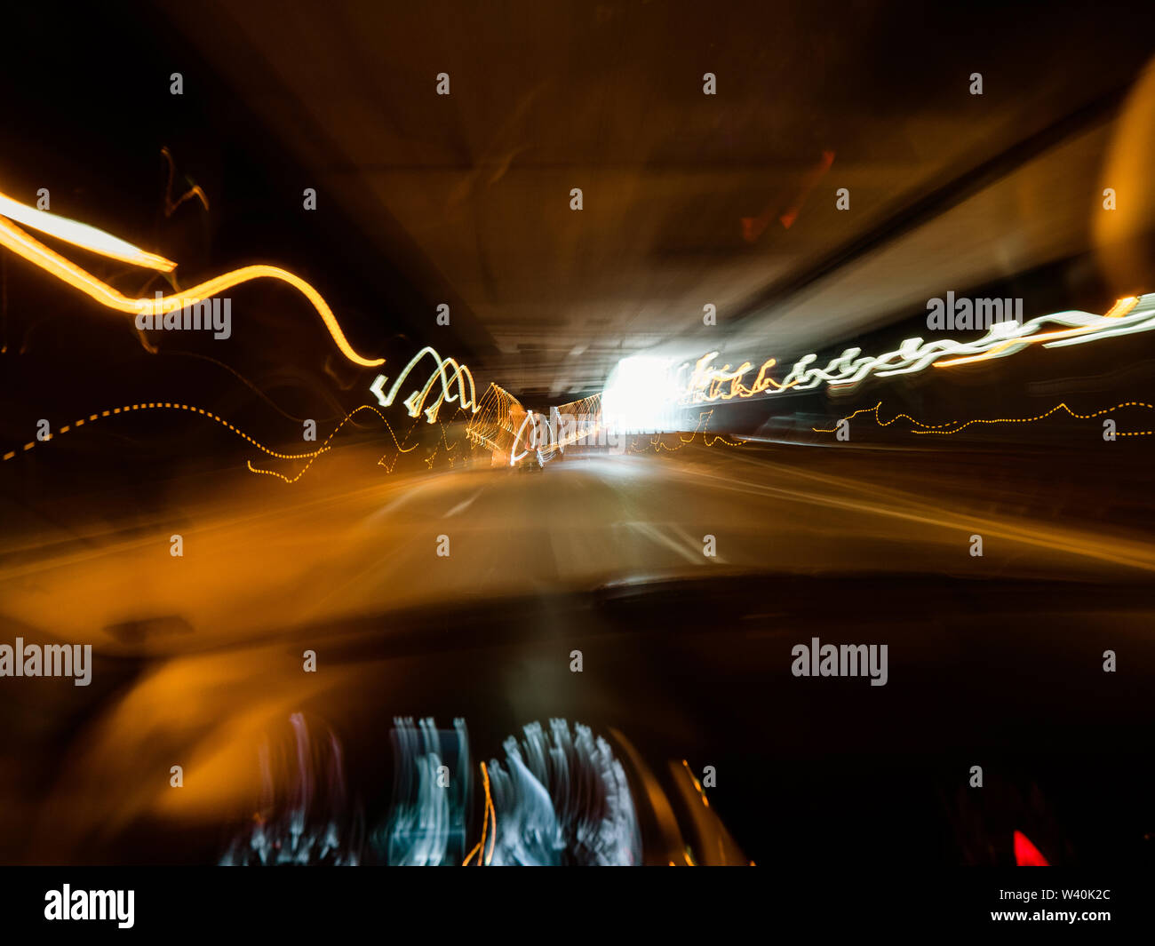 Defocused car night forest hi-res stock photography and images - Alamy