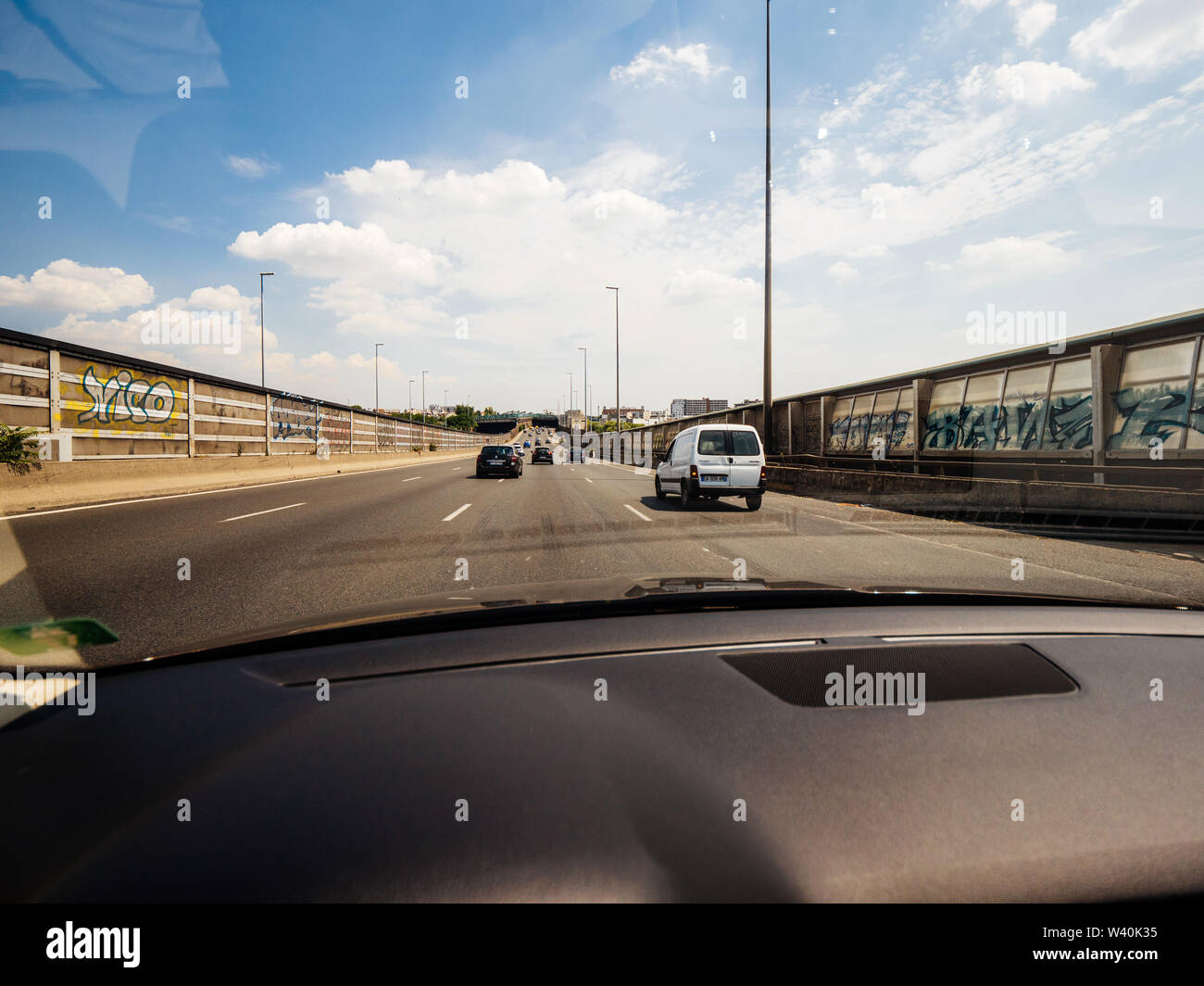 Paris, France - Jul 15, 2018: Driver POV personal perspective and the ...