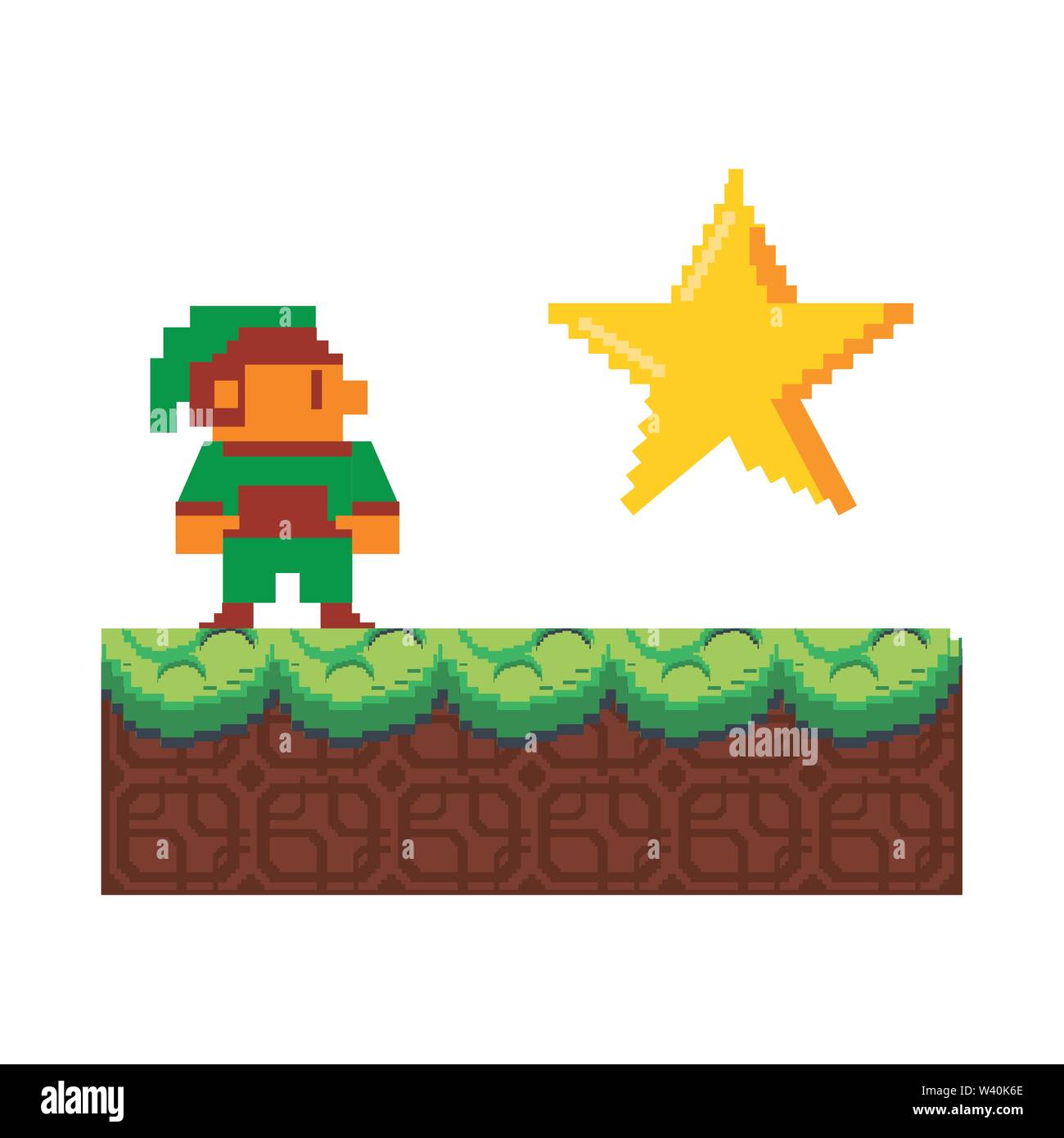Videogame pixelated character in scenery Stock Vector Image & Art - Alamy