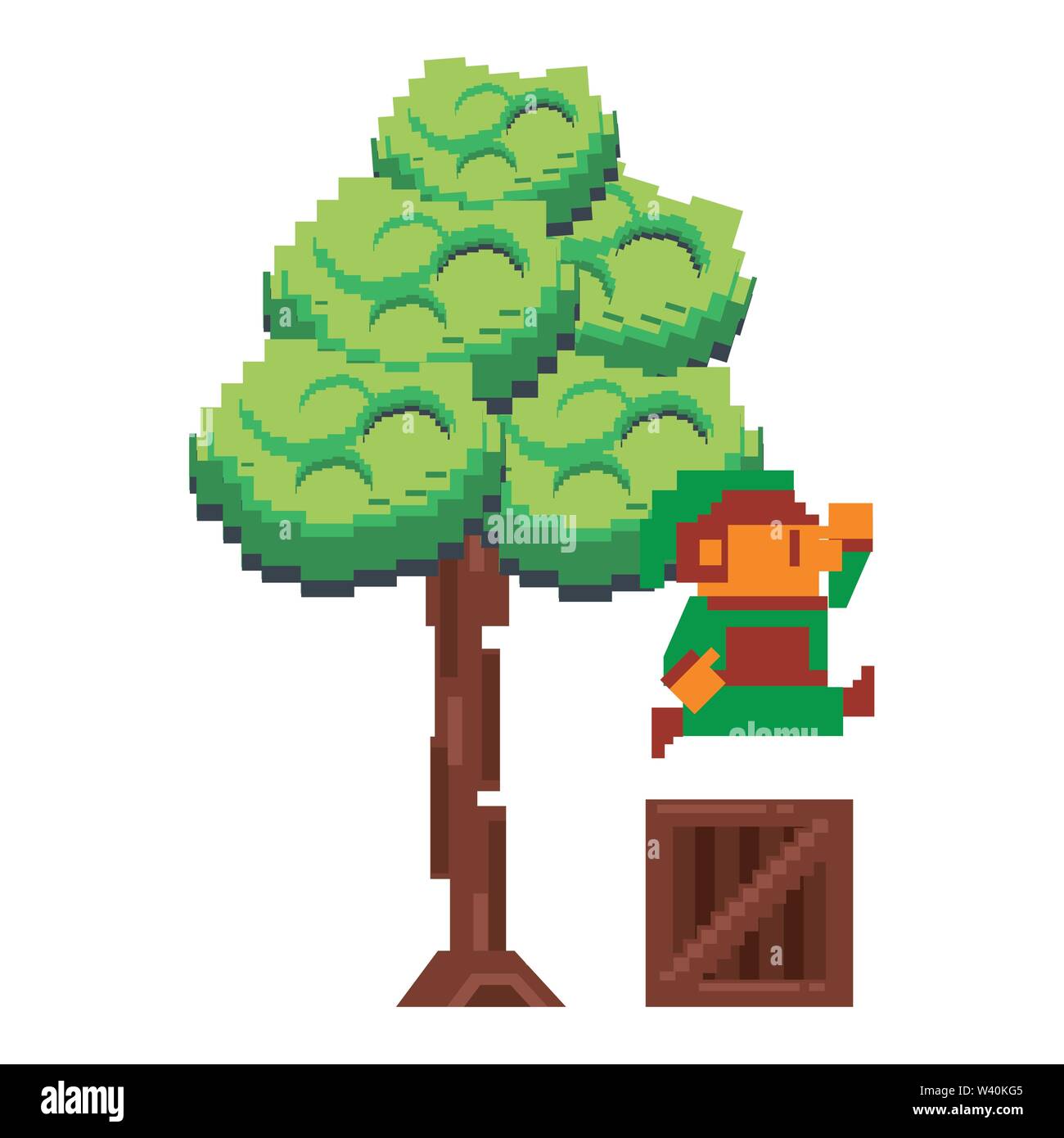 Videogame pixelated character in scenery Stock Vector Image & Art - Alamy
