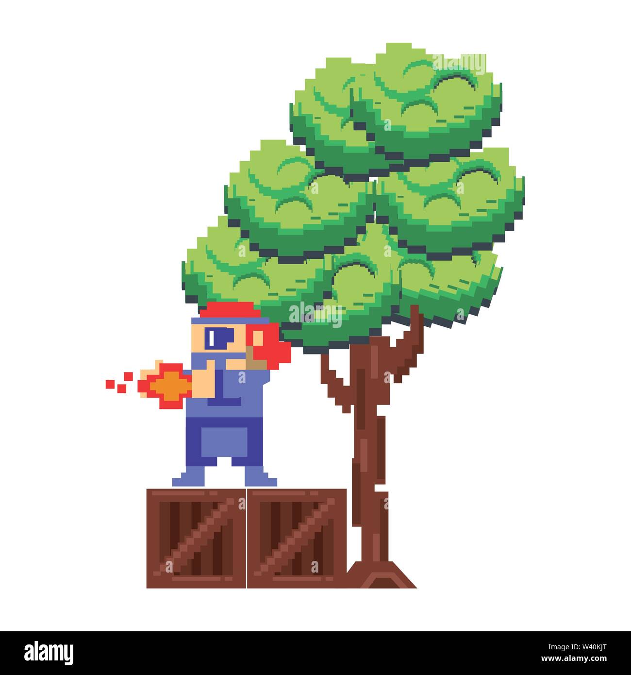 Videogame pixelated character in scenery Stock Vector Image & Art - Alamy