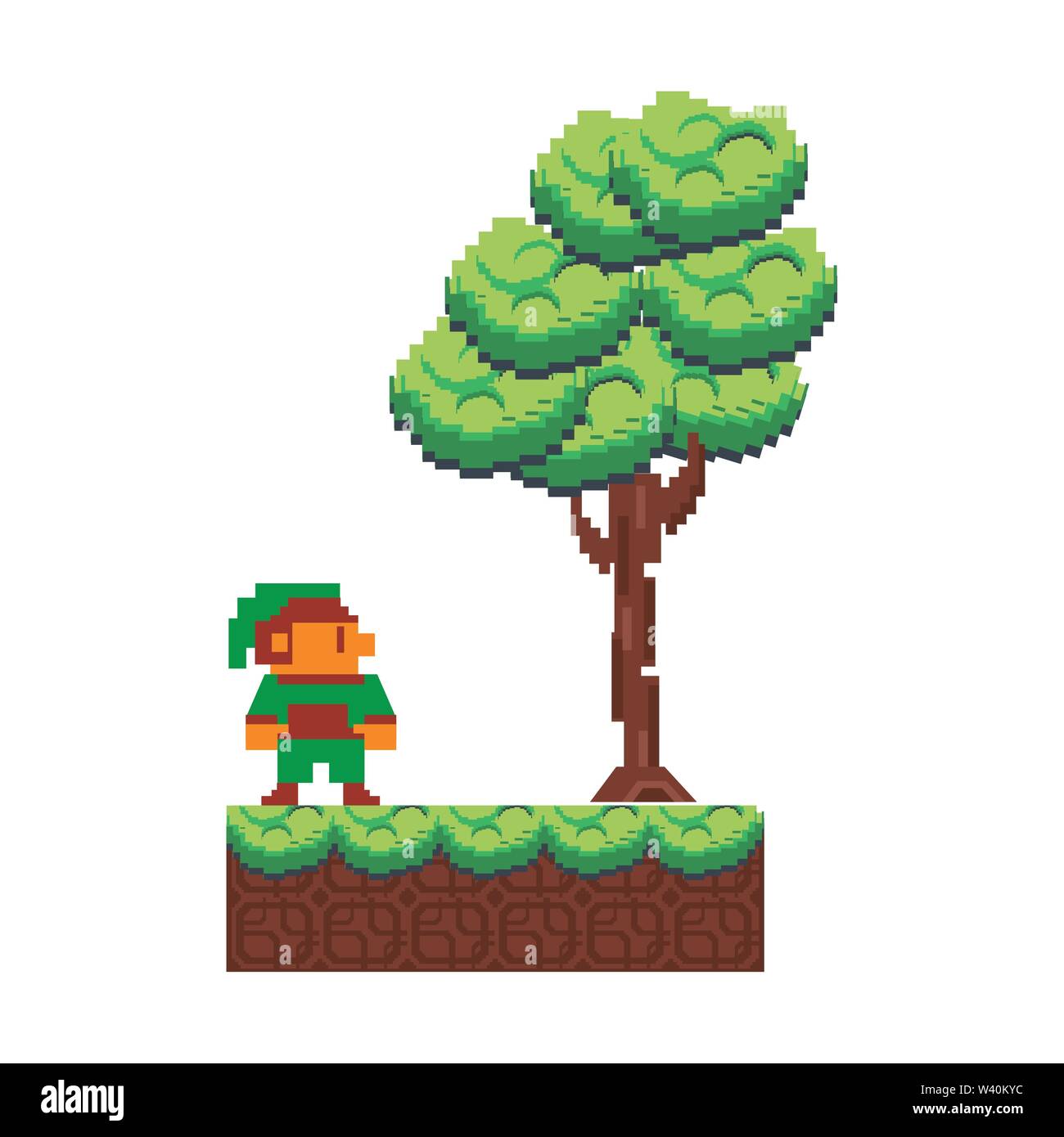 Videogame pixelated character in scenery Stock Vector Image & Art - Alamy