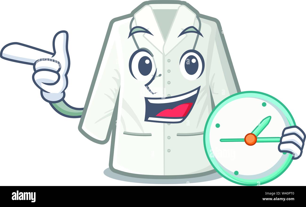 With clock doctor coat isolated in the character vector illustration ...