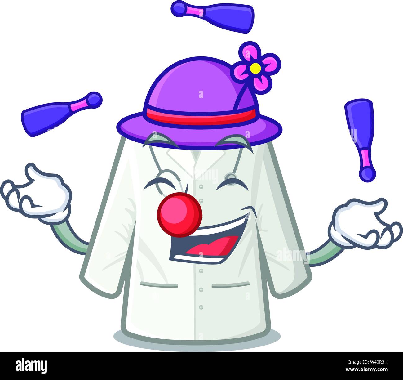 Juggling doctor coat hanging on cartoon wall vector illustration Stock ...