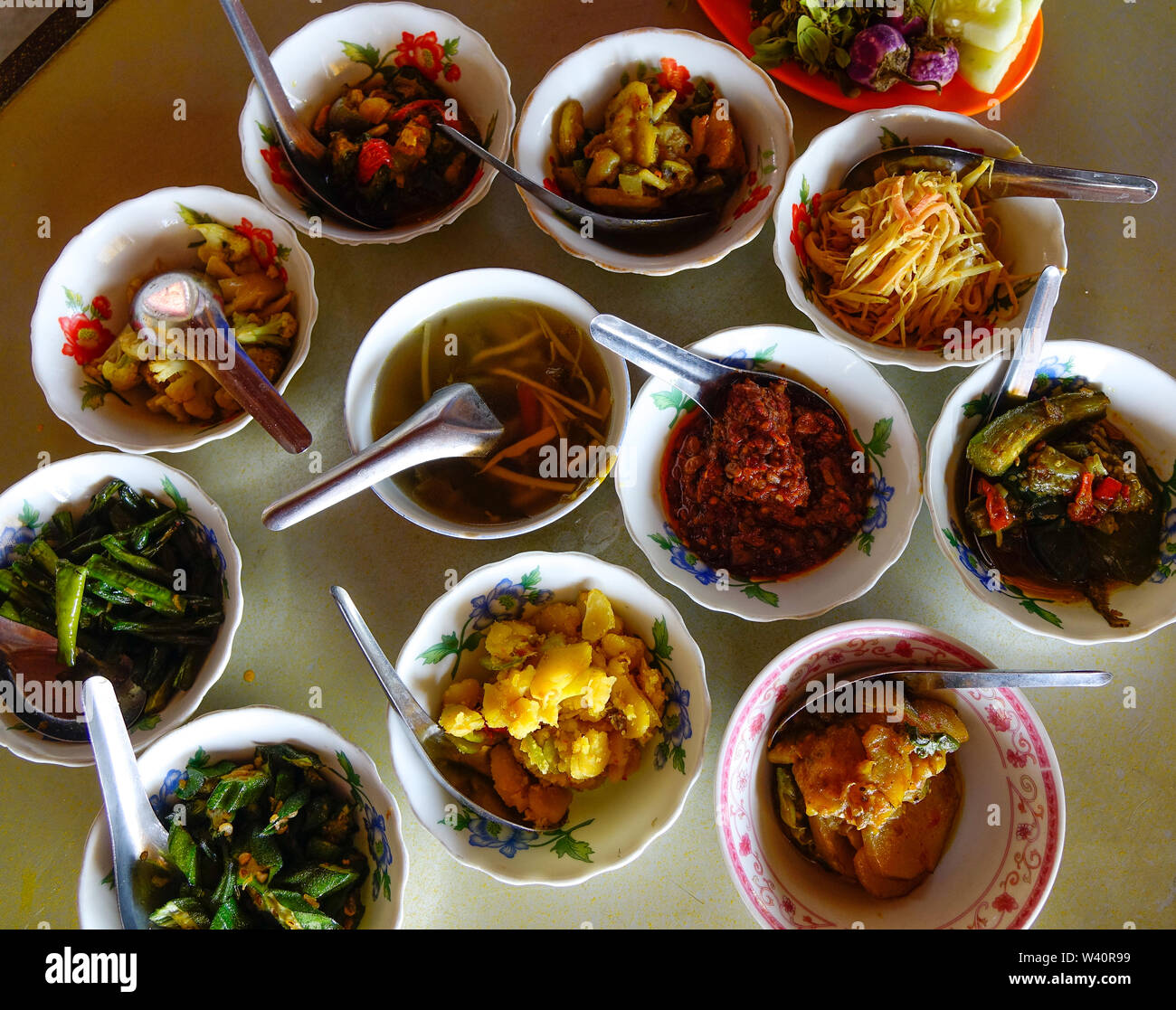 Traditional meal in Bagan, Myanmar. Burmese food is delicious a cuisine ...