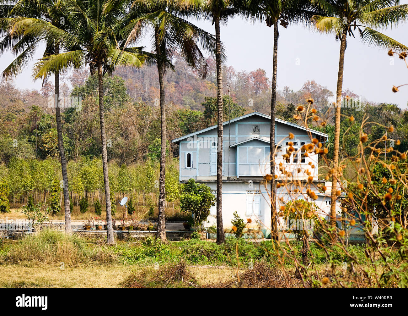 Rustic traditional wooden house in Mandalay, Myanmar (Burma Stock Photo ...