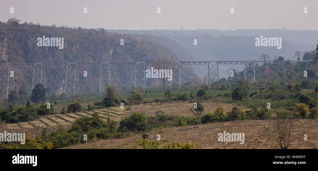Goteik viaduct in Nawnghkio, Shan State, Myanmar. Gokteik Viaduct is ...