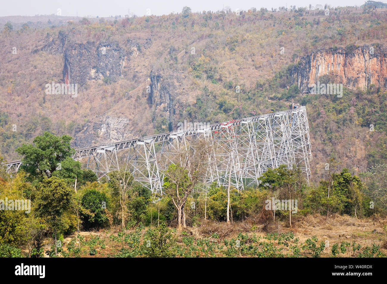 Goteik viaduct in Nawnghkio, Shan State, Myanmar. Gokteik Viaduct is ...
