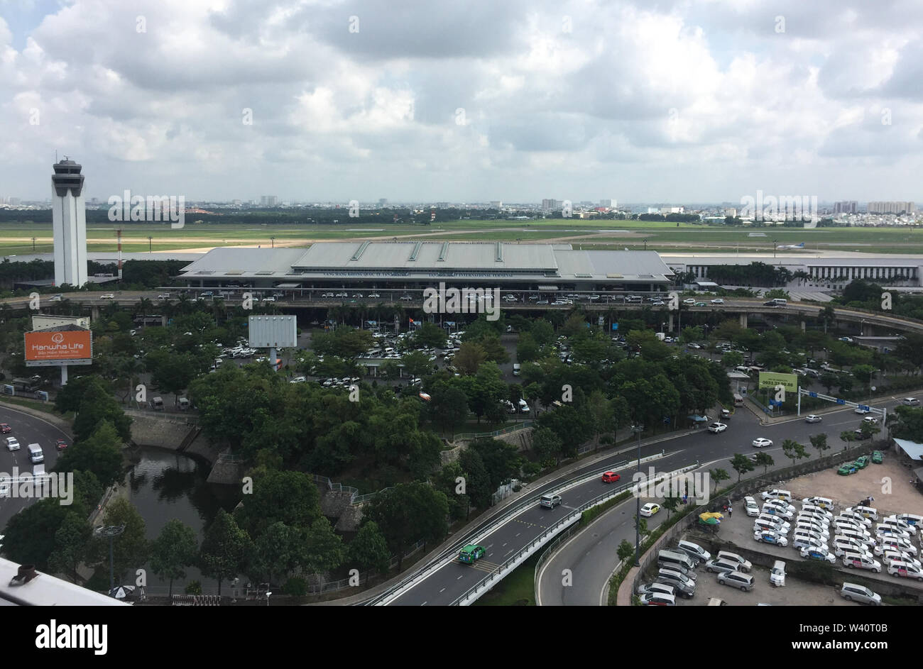 Saigon, Vietnam - Jul 6, 2019. Aerial view of Tan Son Nhat Airport (SGN ...