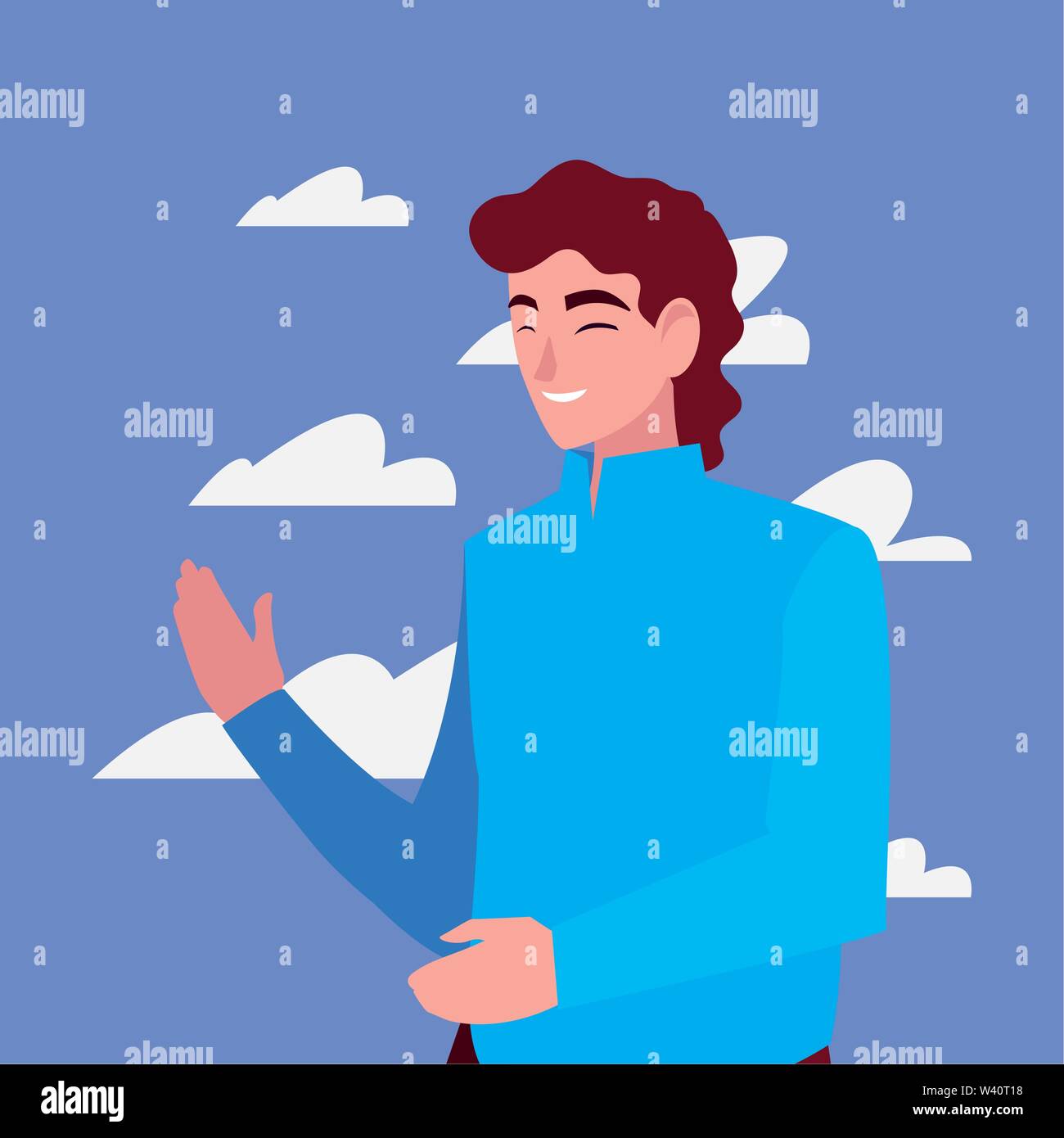 man character portrait sky background vector illustration Stock Vector ...