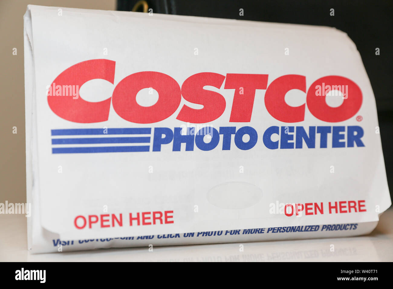 Princeton, NJ, USA. July 6, 2019: Photo Center of Costco package ...